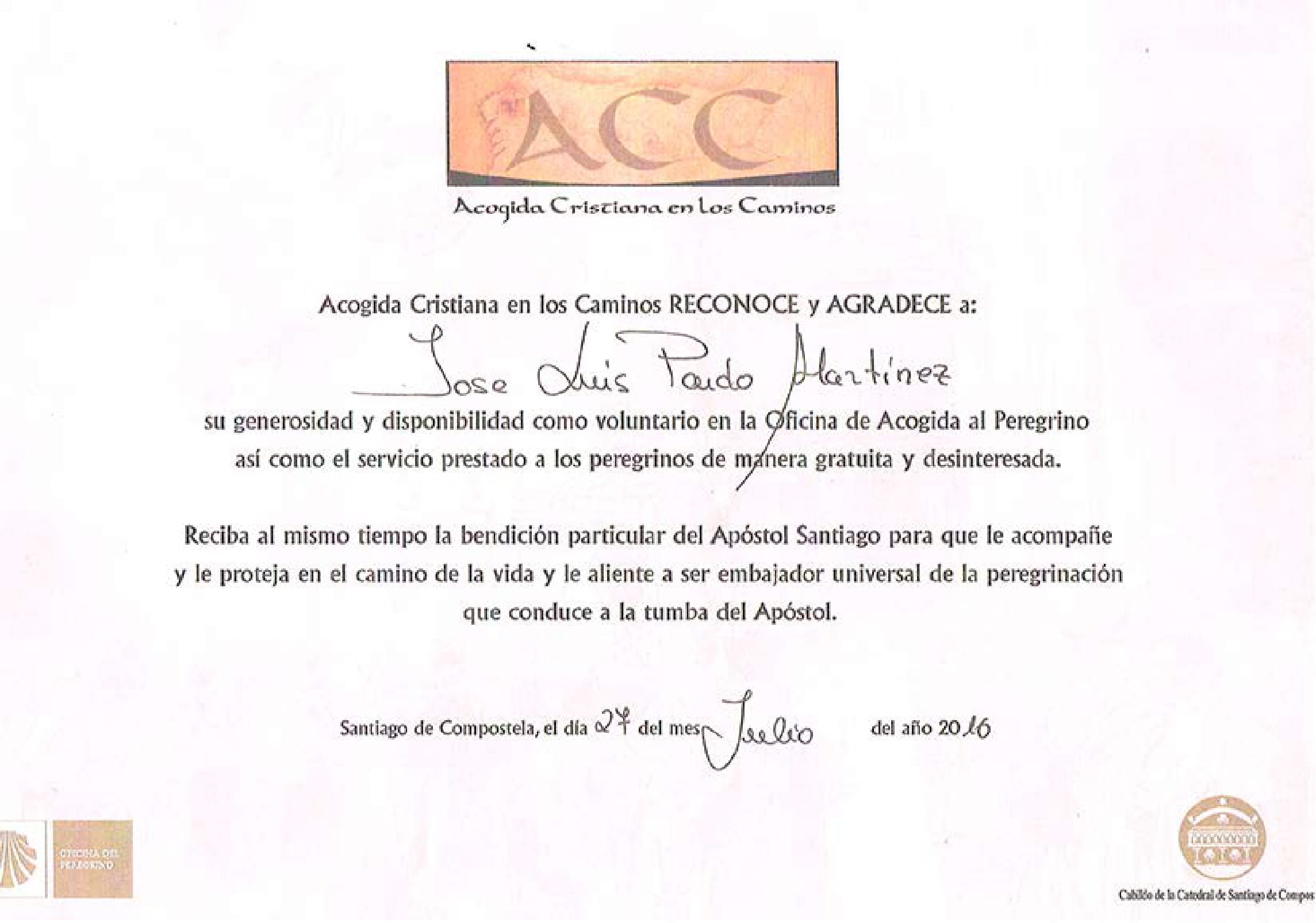 Diploma VOLUNTARIO Santiago copia-1 - JOSELUISpardo - Quiromasaje
